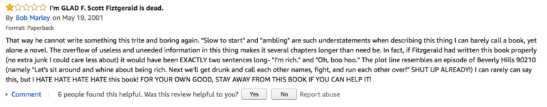 Literary Hub » The 100 Best One-Star Amazon Reviews of The Great Gatsby