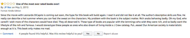 Literary Hub » The 100 Best One-Star Amazon Reviews of The Great Gatsby