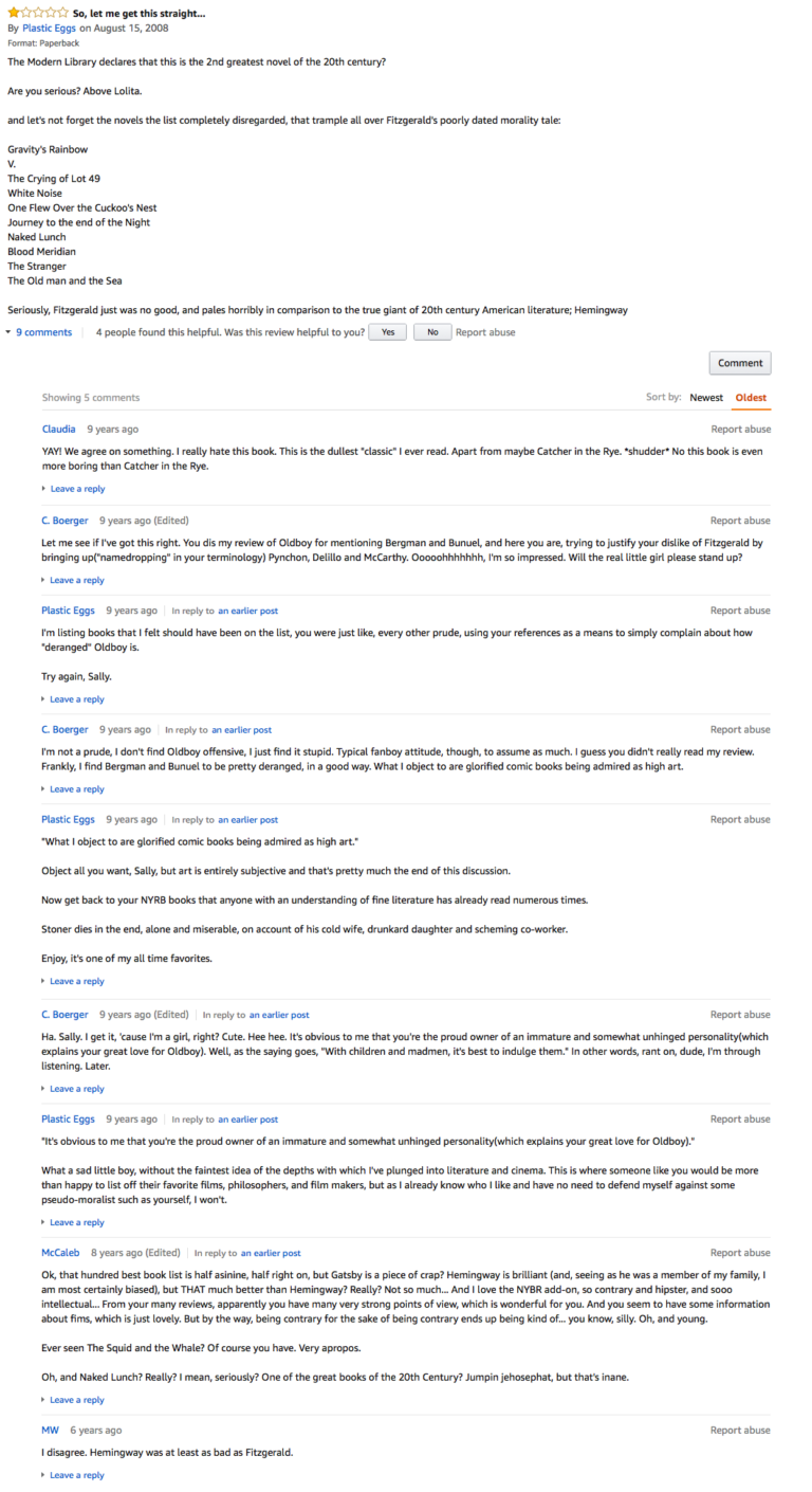 Literary Hub » The 100 Best One-Star Amazon Reviews of The Great Gatsby