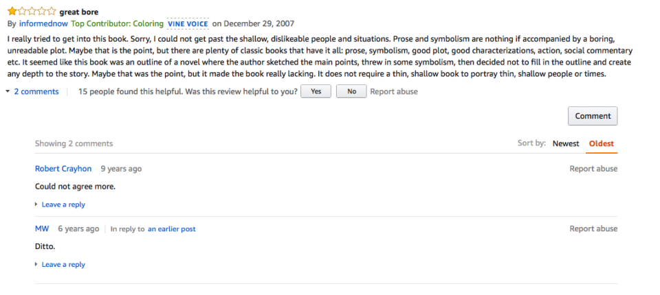 Literary Hub » The 100 Best One-Star Amazon Reviews of The Great Gatsby