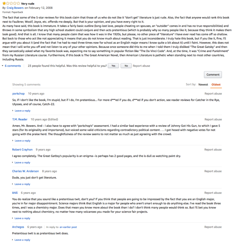 The 100 Best One-Star Amazon Reviews of The Great Gatsby ‹ Literary Hub