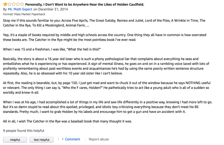 The 100 Best One-Star Reviews of The Catcher in the Rye ‹ Literary Hub