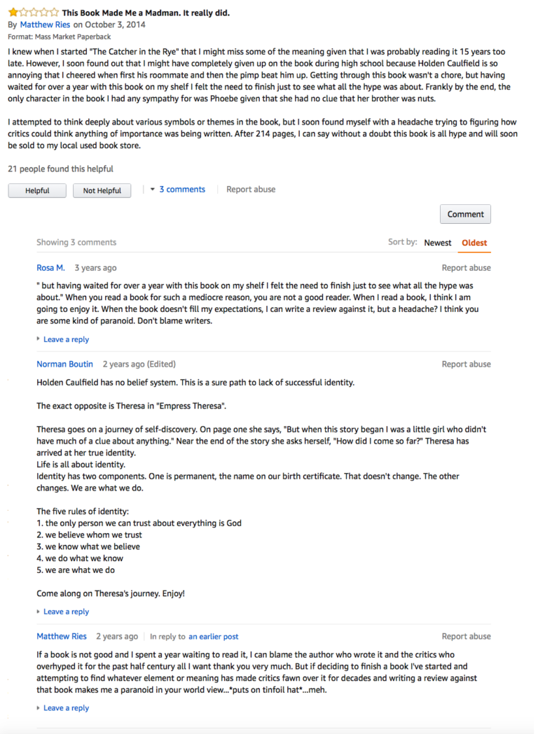 Literary Hub » The 100 Best One-Star Reviews of The Catcher in the Rye