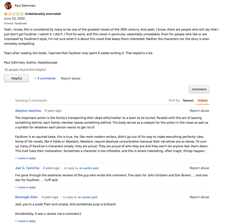 Literary Hub » The 50 Best One-Star Amazon Reviews of Faulkner’s The ...