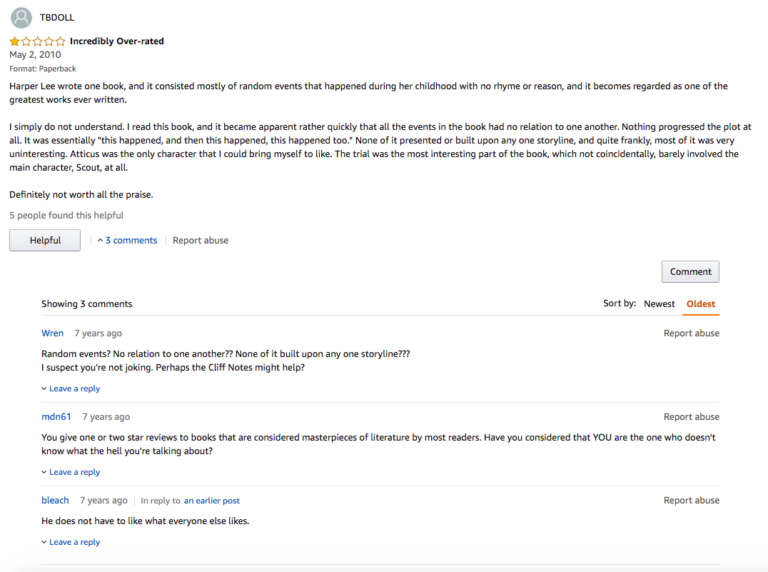 Literary Hub » The 50 Best One-Star Amazon Reviews of To Kill a Mockingbird