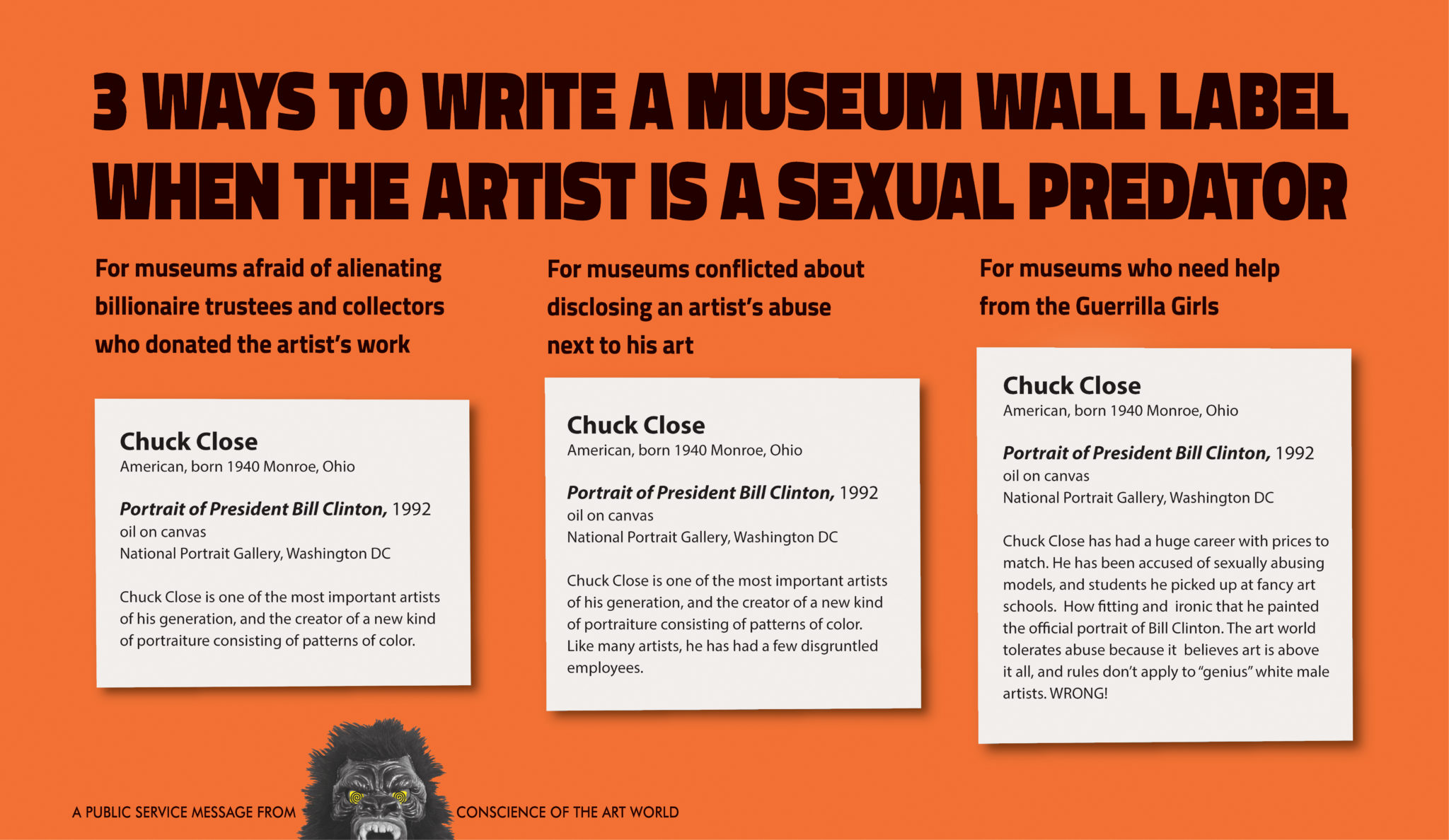 Literary Hub » The Guerrilla Girls’ Code of Ethics for Art Museums