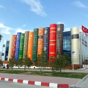Literary Hub » This Turkish library is shaped like a shelf of giant books.