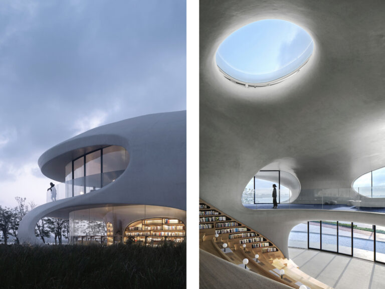This surreal seaside library will transport you into the clouds ...