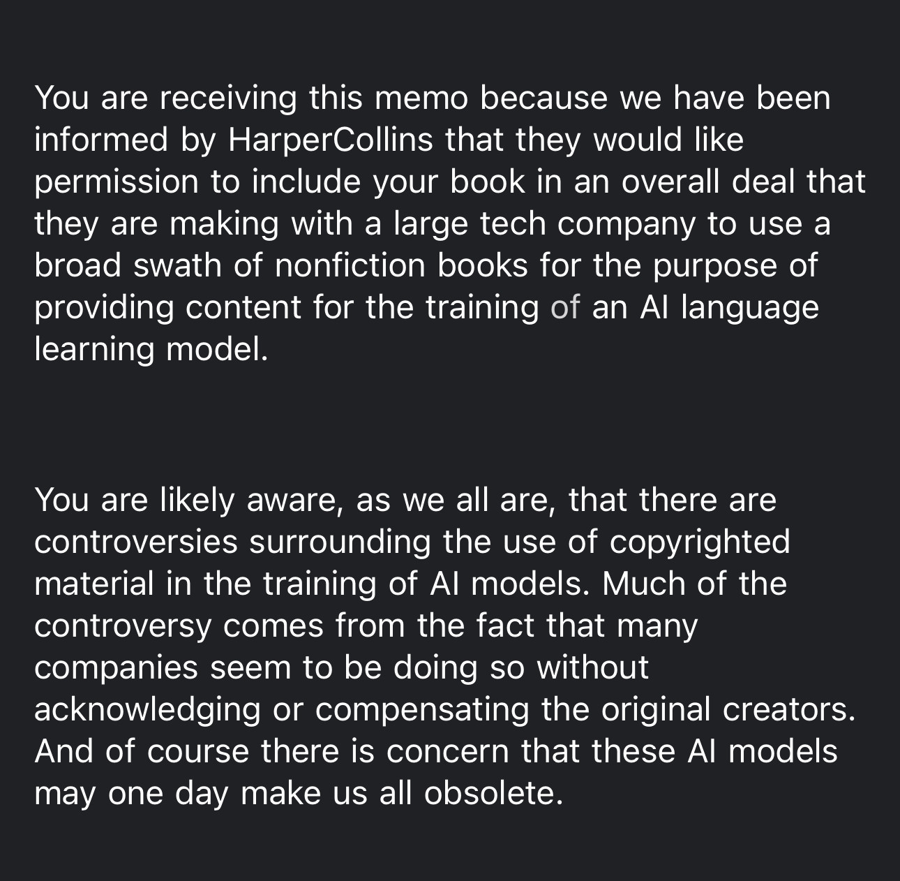 Literary Hub » HarperCollins is selling their authors’ work to AI tech.