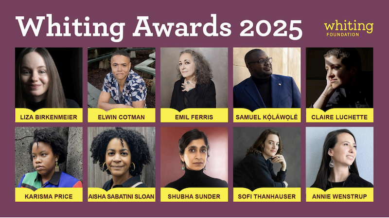 Literary Hub » Here are the winners of the 2025 Whiting Awards.